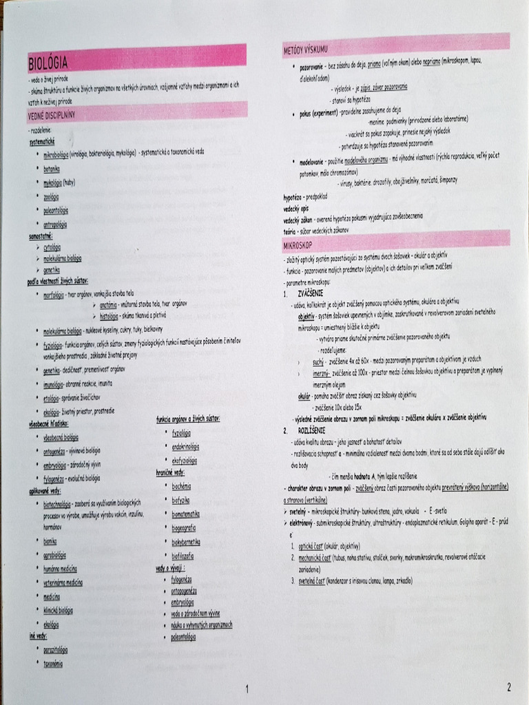 Biológia - Bunka, Rastliny, Genetika | PDF