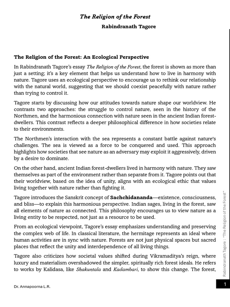 Religion of The Forest - Tagore | PDF | Rama | Social Science