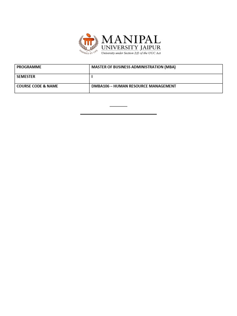 MQP MBA Sem1 Human Resource Management (DMBA106) | PDF