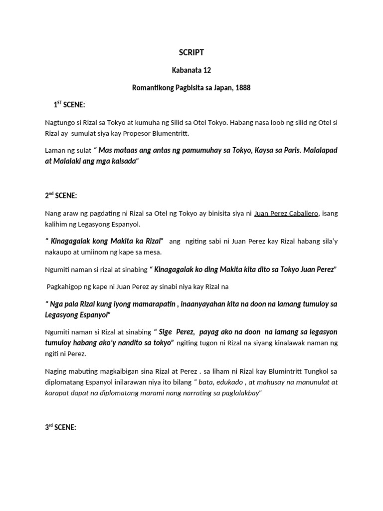 Script Sa Rizal | PDF