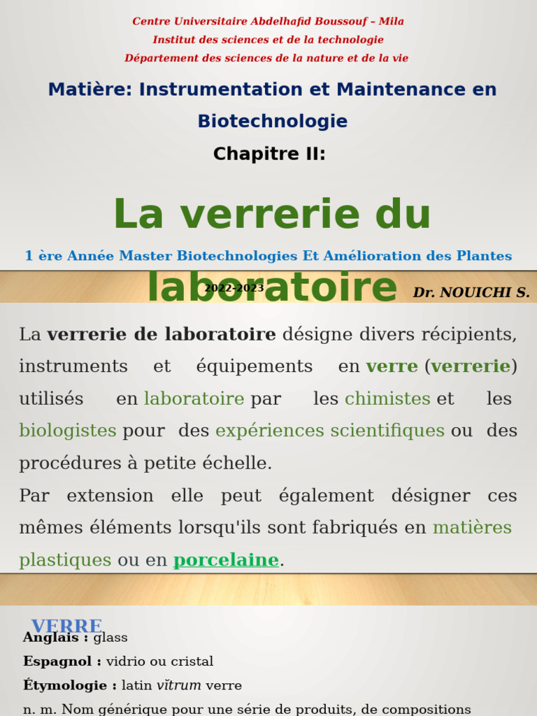 Chapitre II. Verrerie Du Laboratoire | PDF