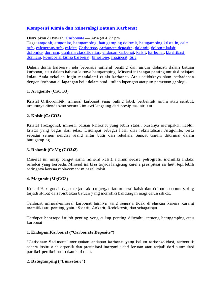 Komposisi Kimia Dan Mineralogi Batuan | PDF