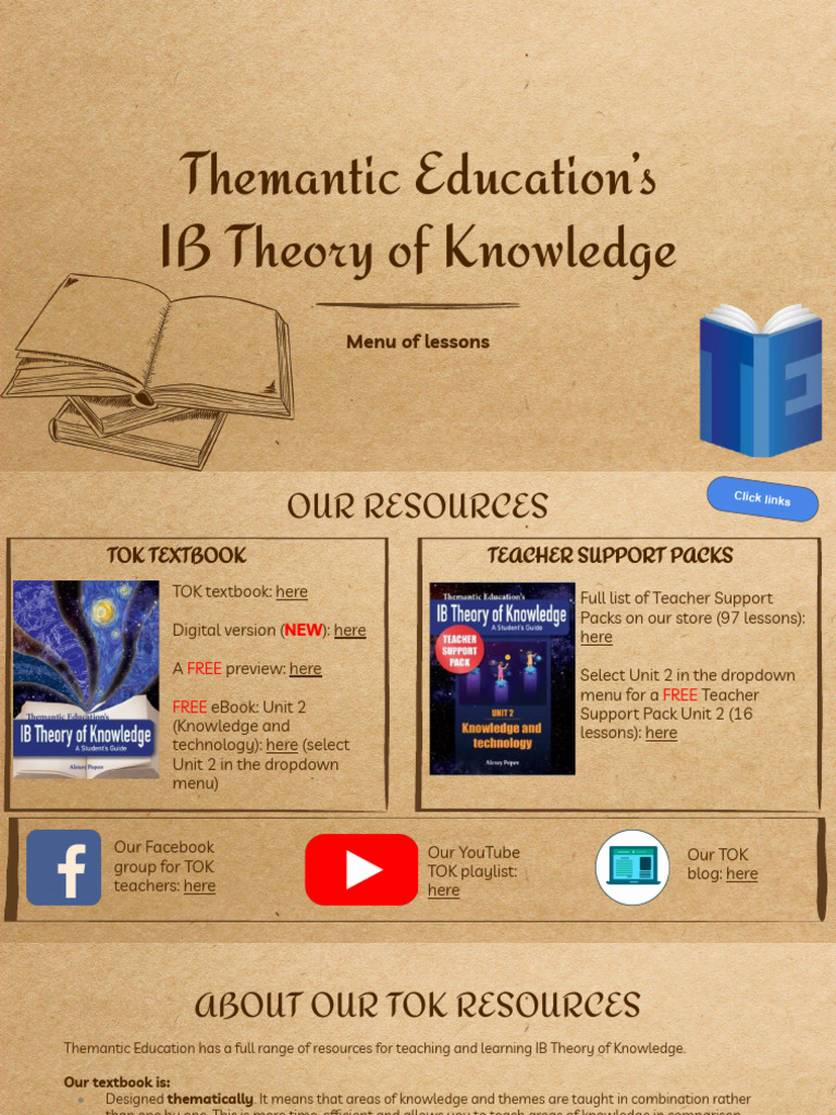 Themantic Education's Theory of Knowledge - MENU of LESSONS | PDF