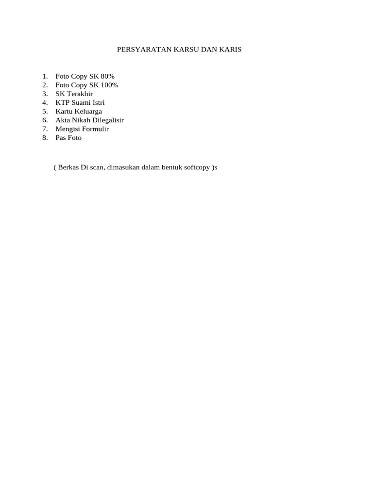 Ongen Persyaratan Karsu Dan Karis | PDF