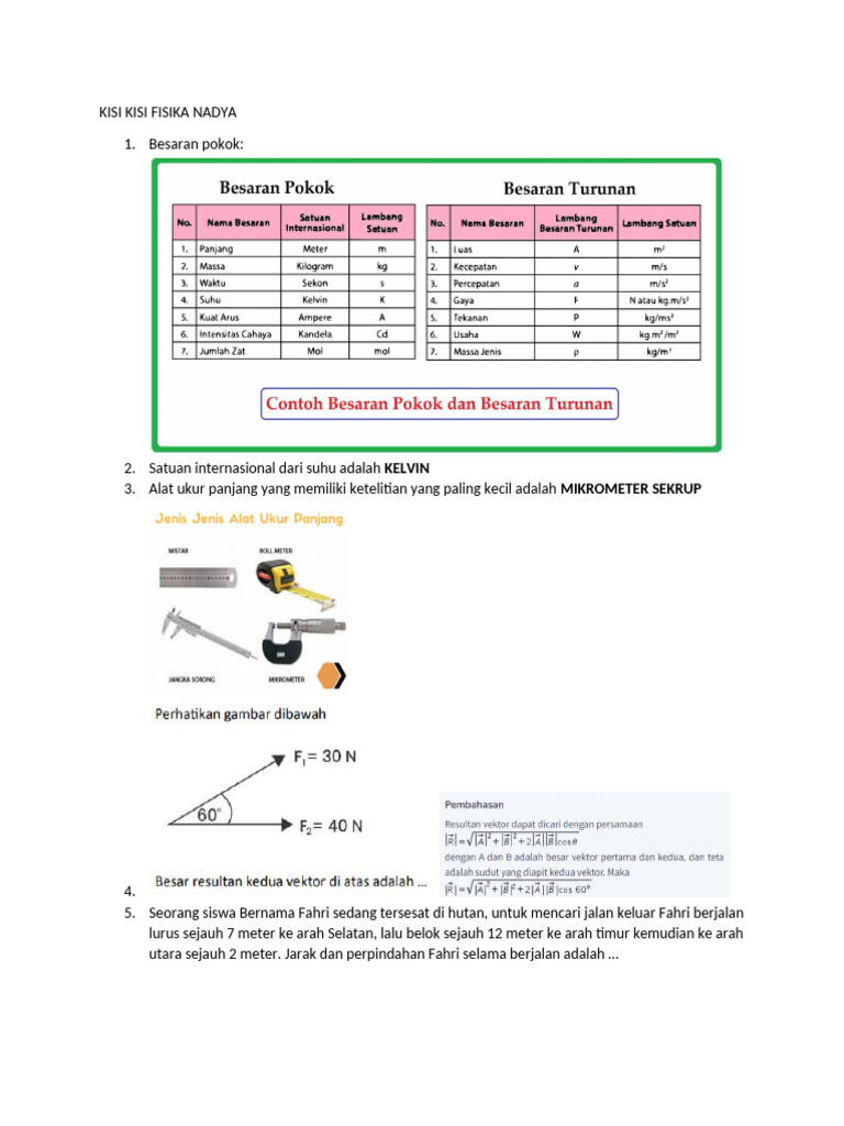 Kisi Kisi Fisika | PDF