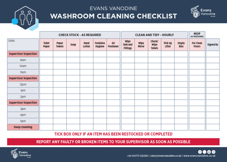 Washroom Cleaning Checklist | PDF