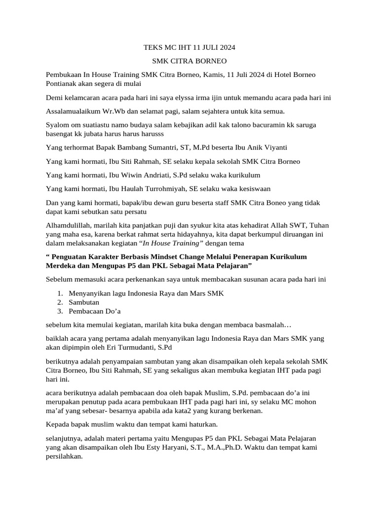 Teks MC Iht 2024 | PDF