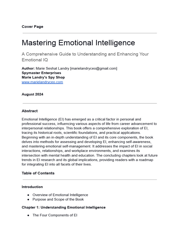 Mastering Emotional Intelligence - A Comprehensive Guide To ...