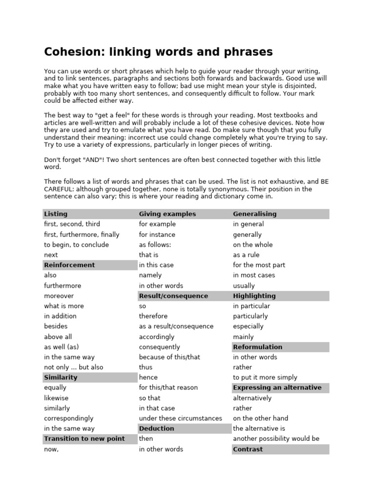 Linking Words | PDF