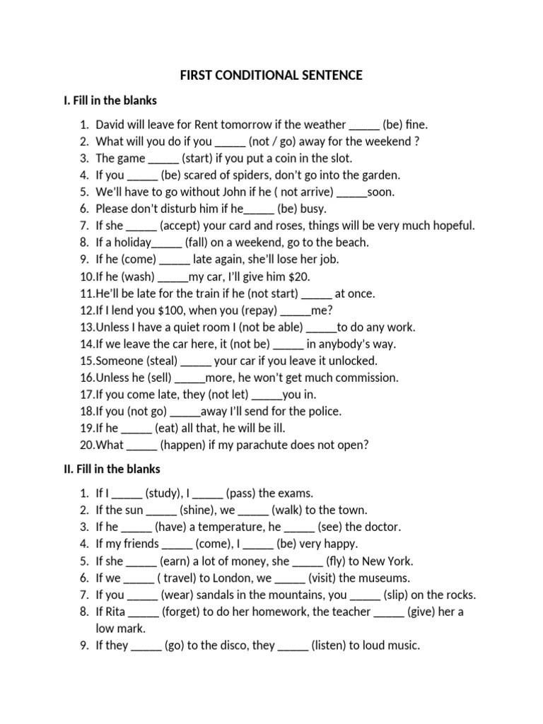 First Conditional Sentence | PDF