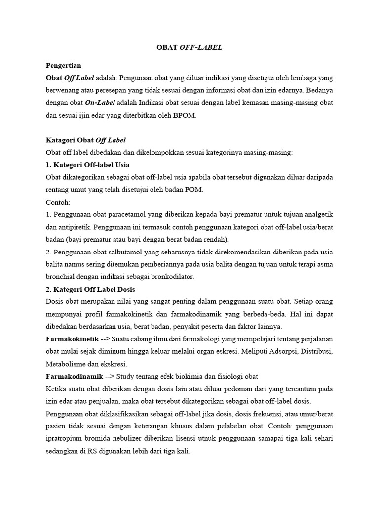 Obat Off Label | PDF | Medical Humanities | Self-Improvement
