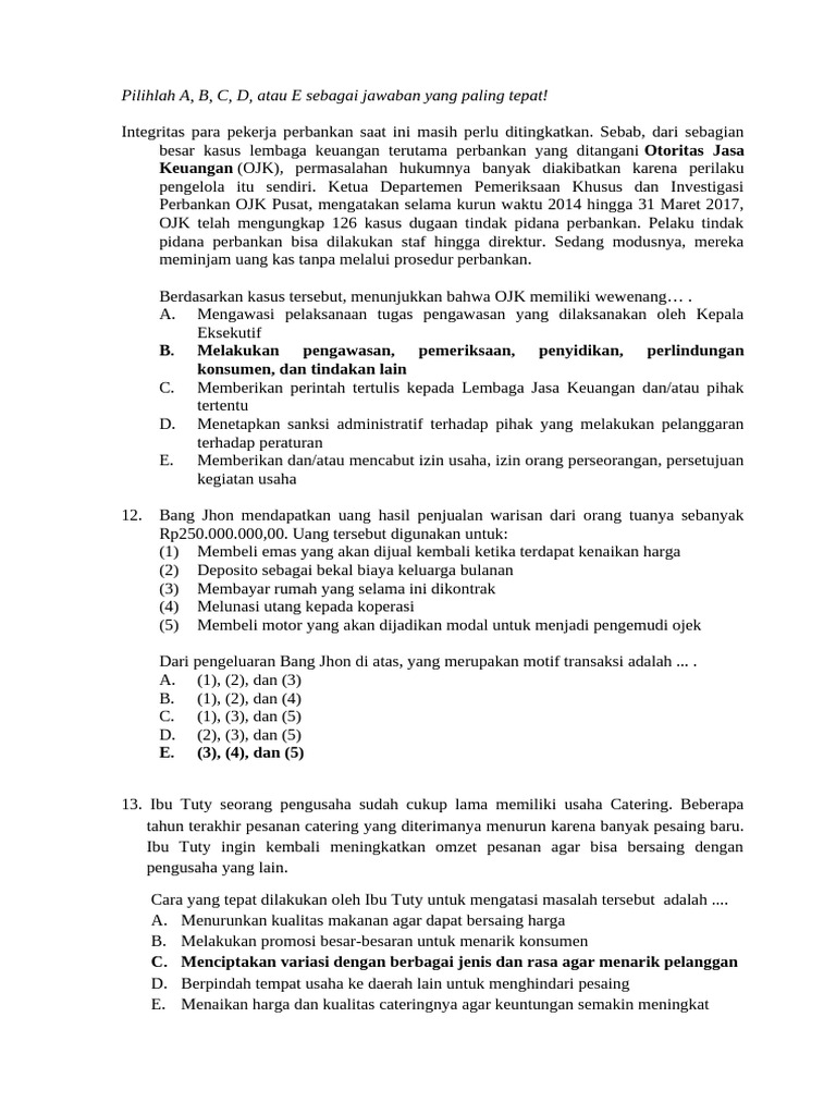 Jawaban 11 Pilgan | PDF