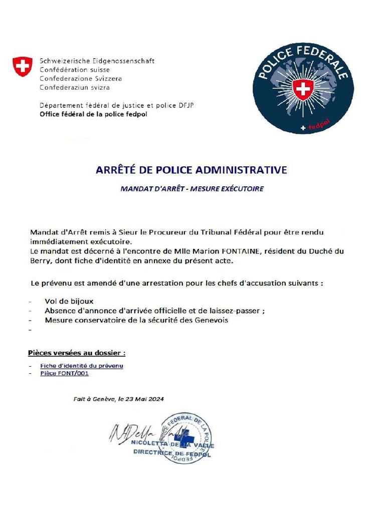 Mandat d'arrêt officiel | PDF