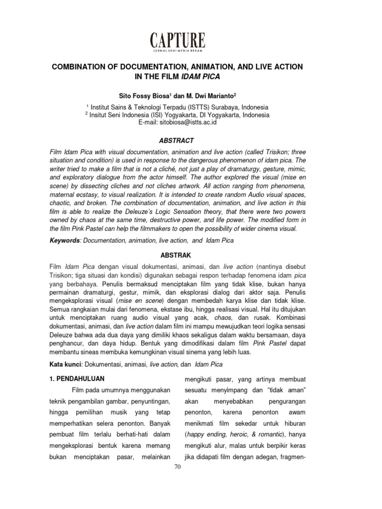 Combination of Documentation, Animation, and Live Action in The Film Idam Pica | PDF