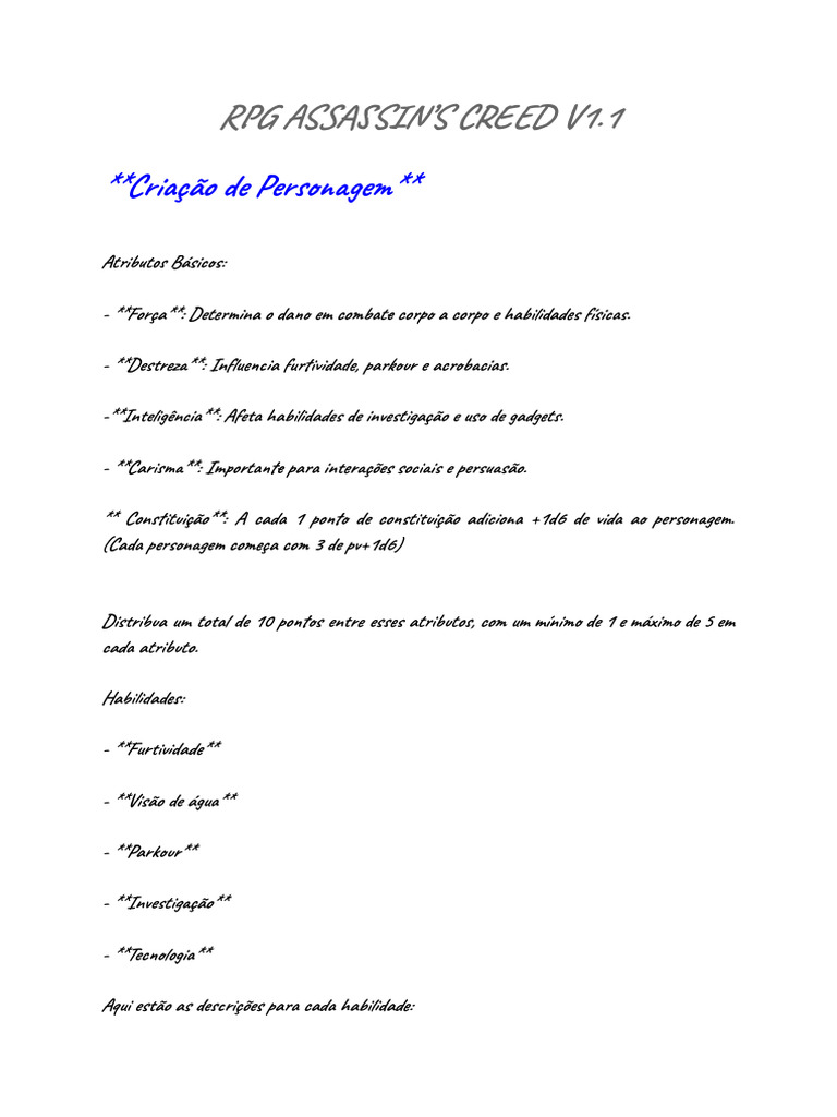 RPG Assassin's Creed 1.1 1 | PDF