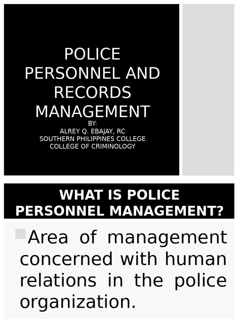 LEA 4 Police Personnel and Records Management | PDF