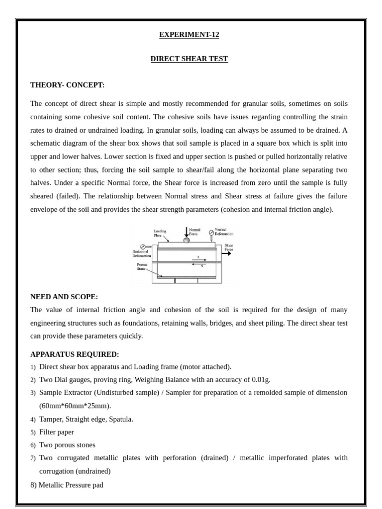 Direct Shear Test | PDF | Stress (Mechanics) | Home & Garden