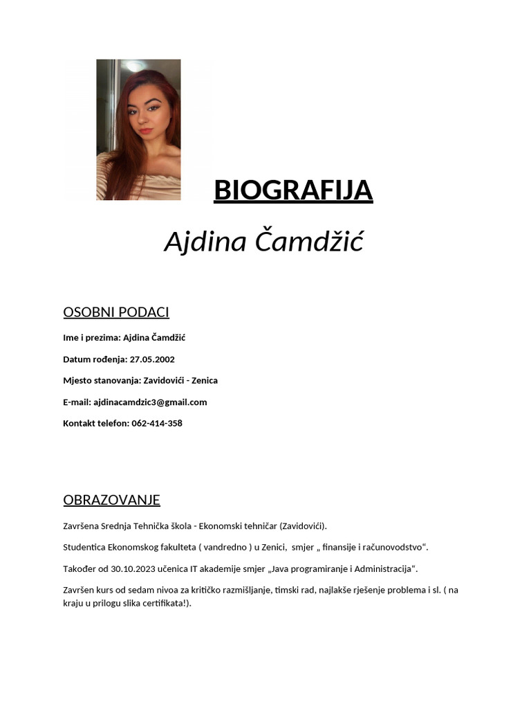 Biografija Ajdina | PDF