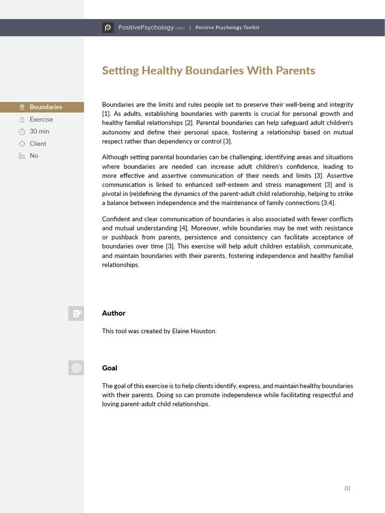 Setting Healthy Boundaries With Parents 1 | PDF