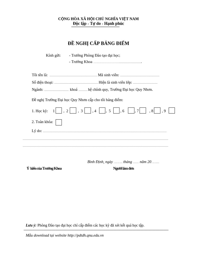 Don Xin Cap Bang Diem | PDF