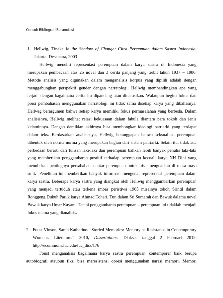 Contoh Bibliografi Beranotasi | PDF