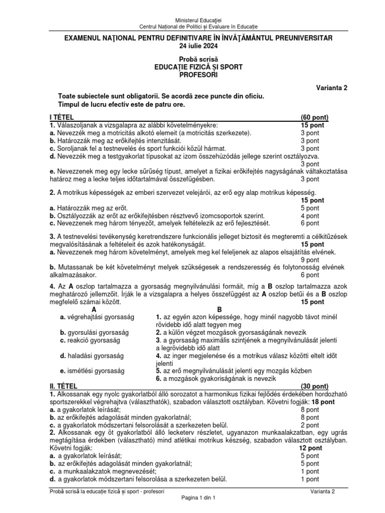 Def 027 Ed Fizica Si Sport P 2024 Var 02 LMA | PDF