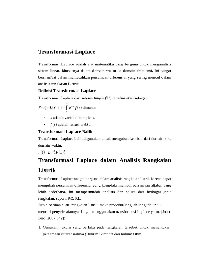 Amin Adil Ada Penerapan Laplace Rangkaian Listrik | PDF