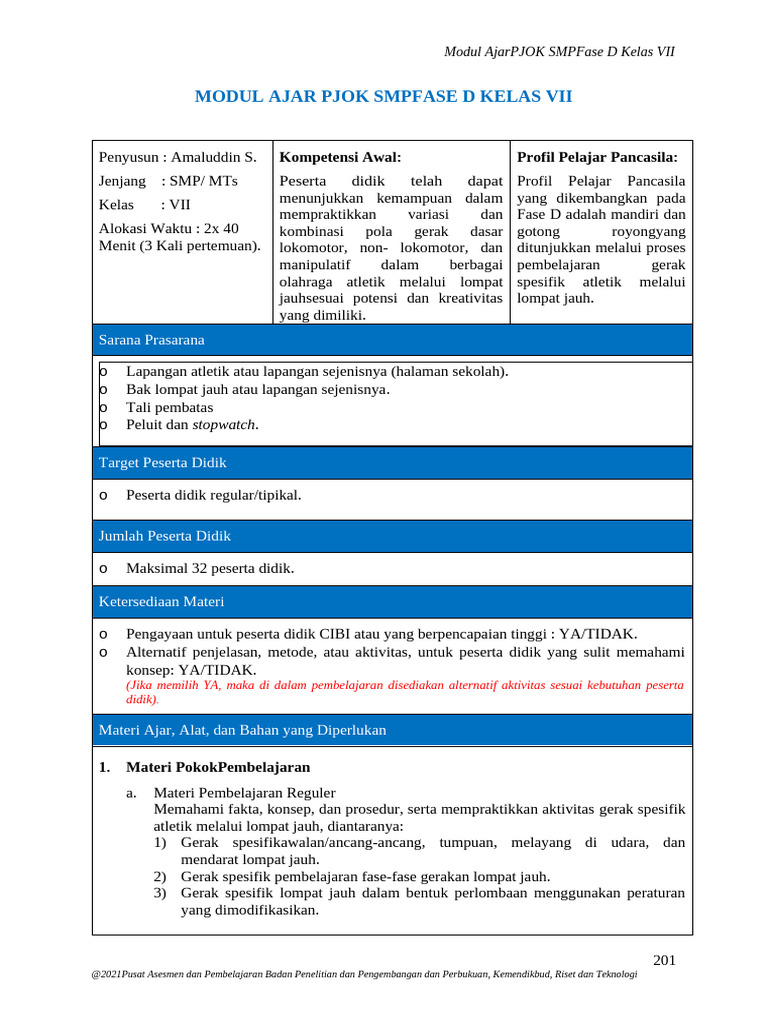 03 Modul Ajar Lompat Jauh | PDF