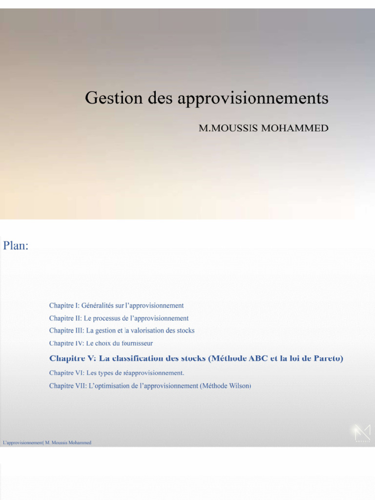 Chapitre 5 Sur 7 La Classification Des Stocks (ABC Et La Loi de Pareto ...