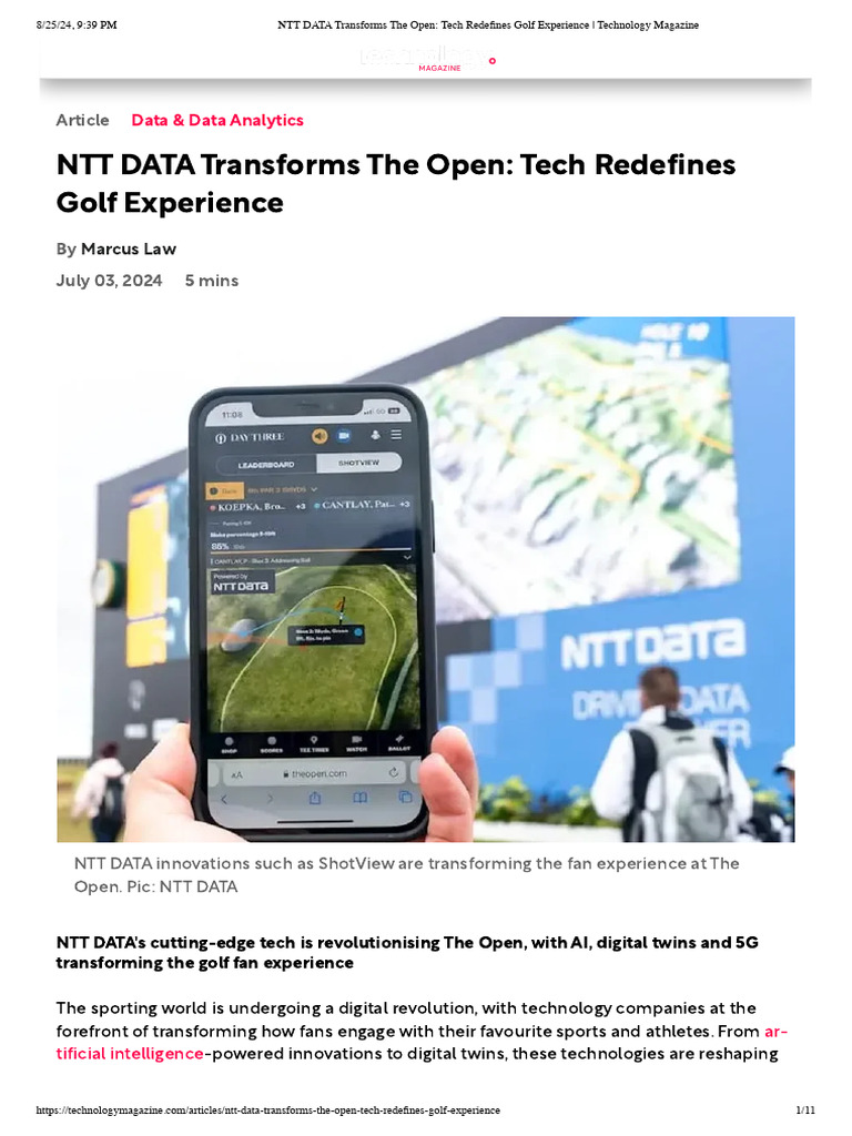 NTT DATA Transforms The Open - Tech Redefines Golf Experience - Technology Magazine | PDF