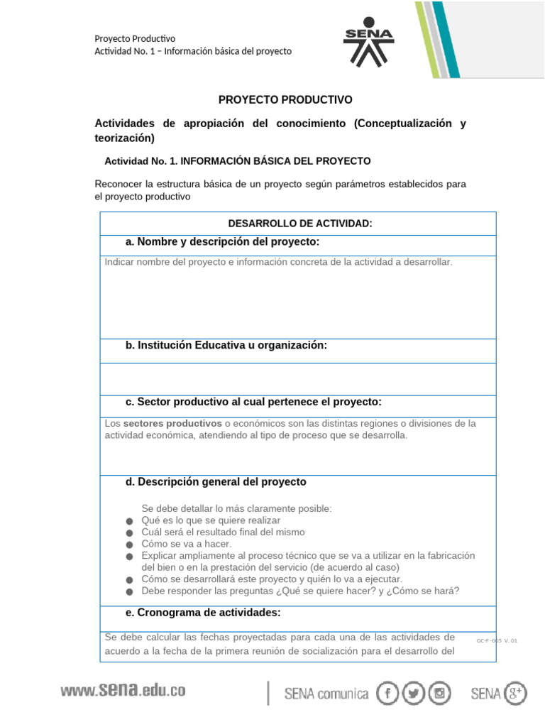 Actividad No. 1 - Informacion Basica Del Proyecto | PDF
