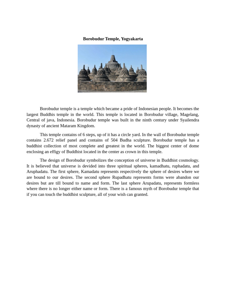 Descriptive Text Borobudur Temple | PDF