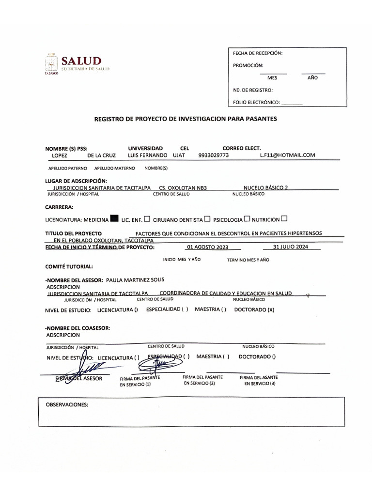 Formato de Registro Protocolo | PDF