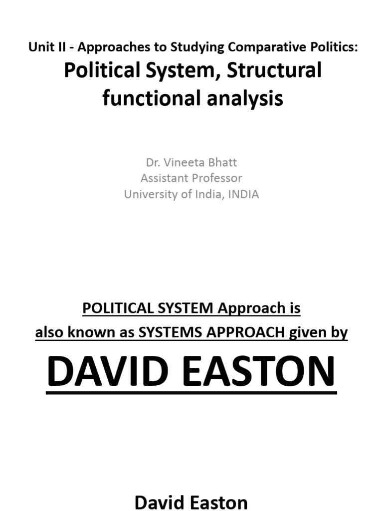 Unit II Approaches To Studying Comparative Politics Political System ...