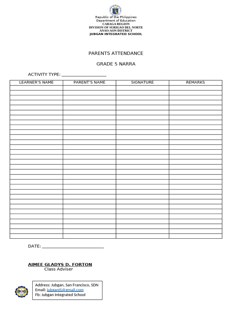 Parents Attendance | PDF