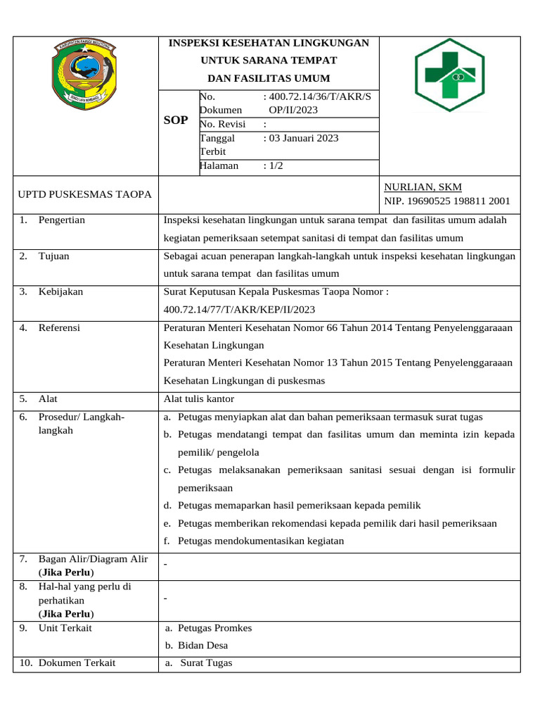 Sop Kegiatan Ikl Tempat Fasilitas Umum | PDF
