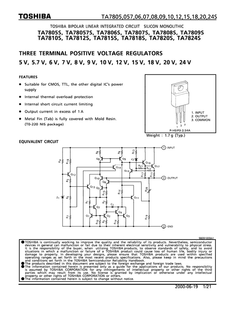 TA7805S Toshiba | PDF
