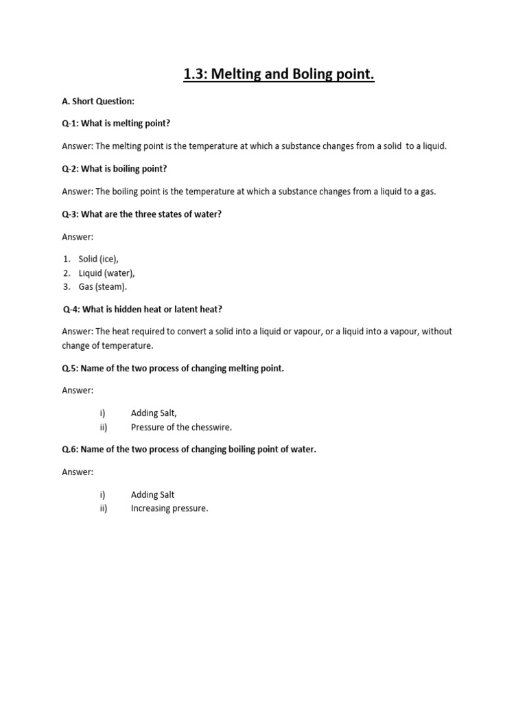 1.3 Melting and Boiling Point | PDF