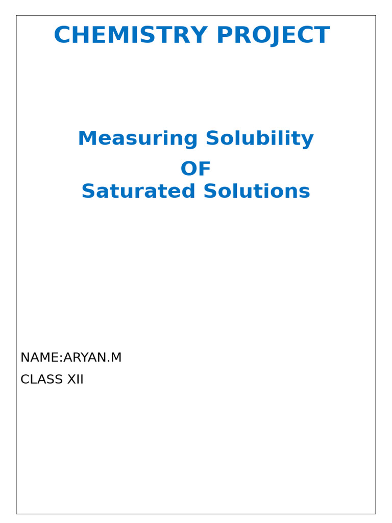 Measuring Solubility | PDF