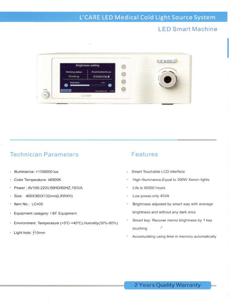 L'CARE-LC400 Cold Light Source 2018 | PDF