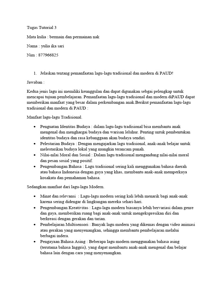 Tugas Tutorial 3 Bermain | PDF