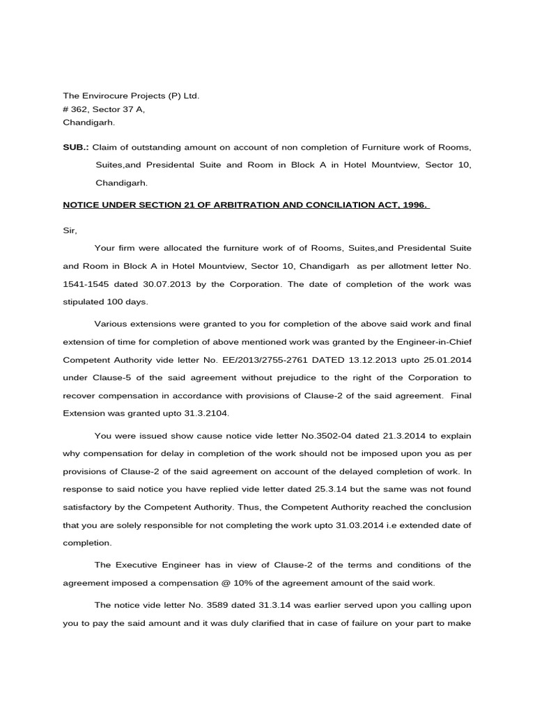 Notice Sec 21 Envirocure Furniture | PDF