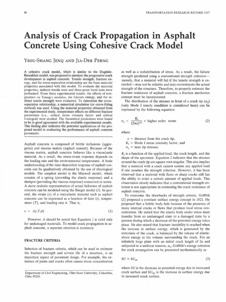 Analysis of Crack Propagation in Asphalt Concrete Using Cohesive Crack Model | PDF | Fracture ...