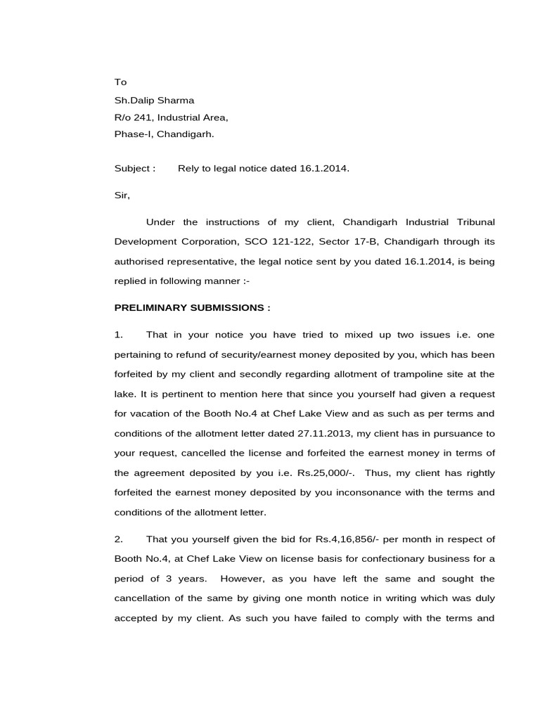 Reply Notice Dalip Sharma | PDF