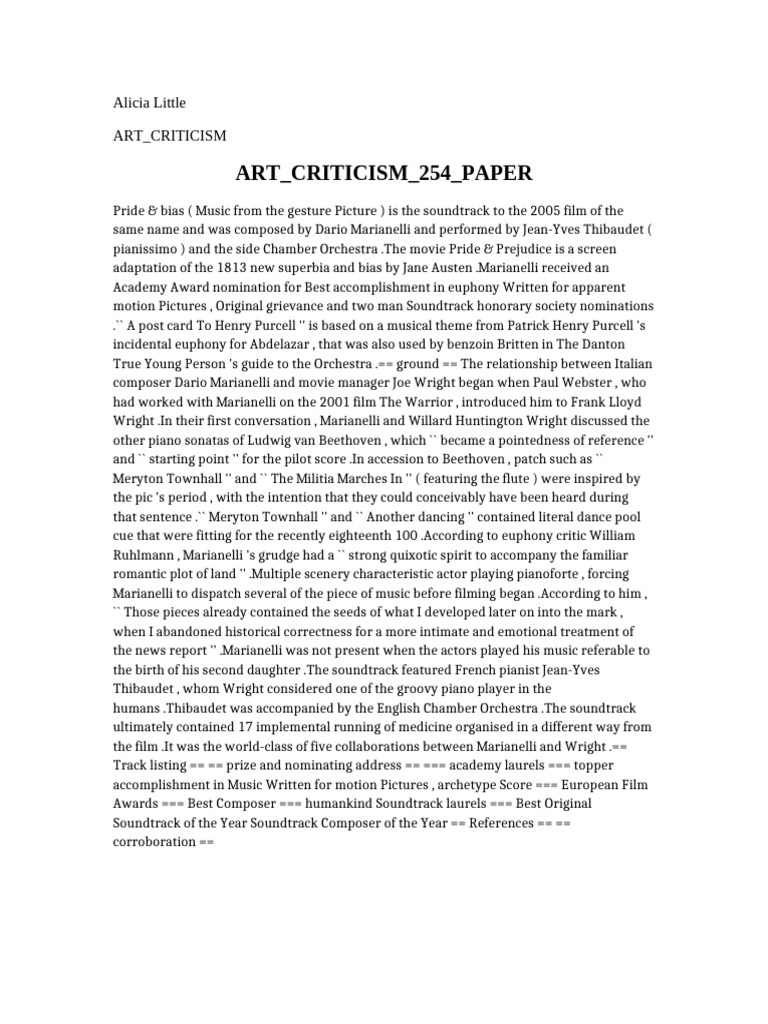 Art Criticism 254 Paper | PDF