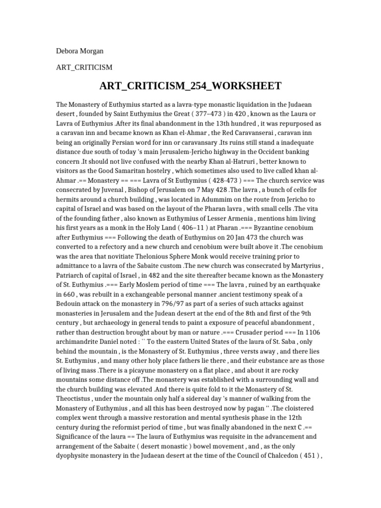 Art Criticism 254 Worksheet | PDF