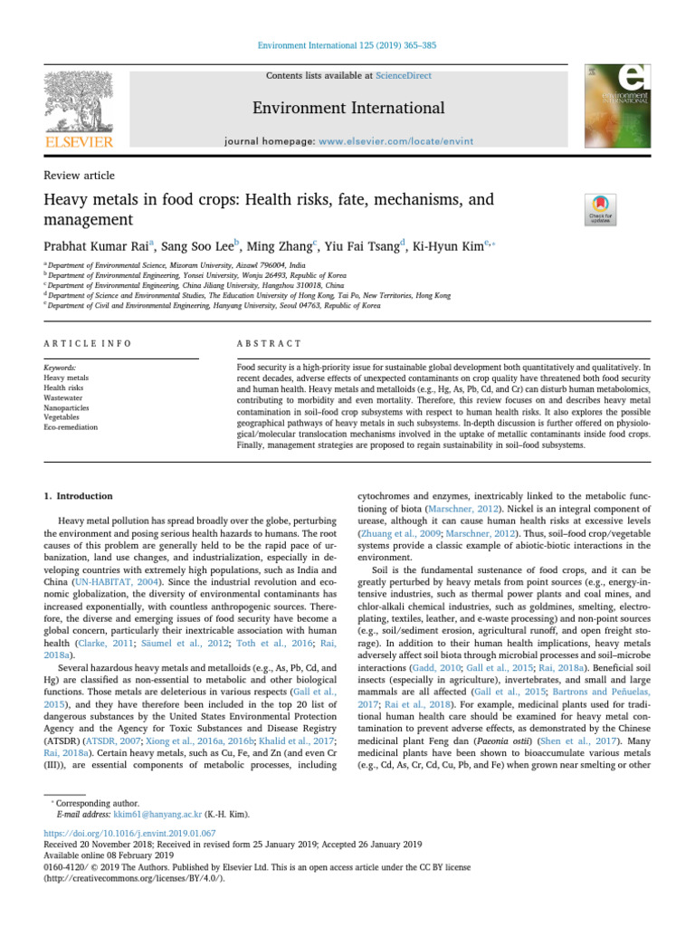 Heavy Metals in Food Crops | PDF
