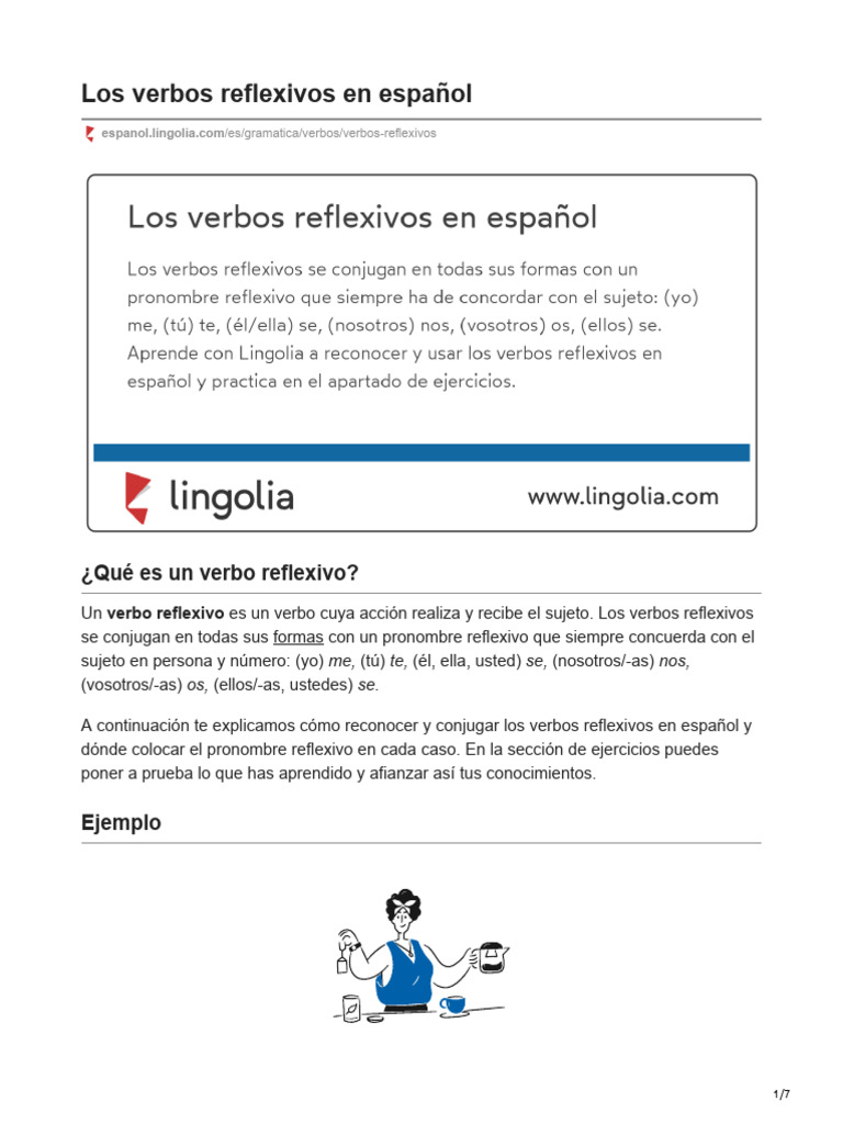 Español - Los Verbos Reflexivos en Español | PDF | Verbo | Unidades ...