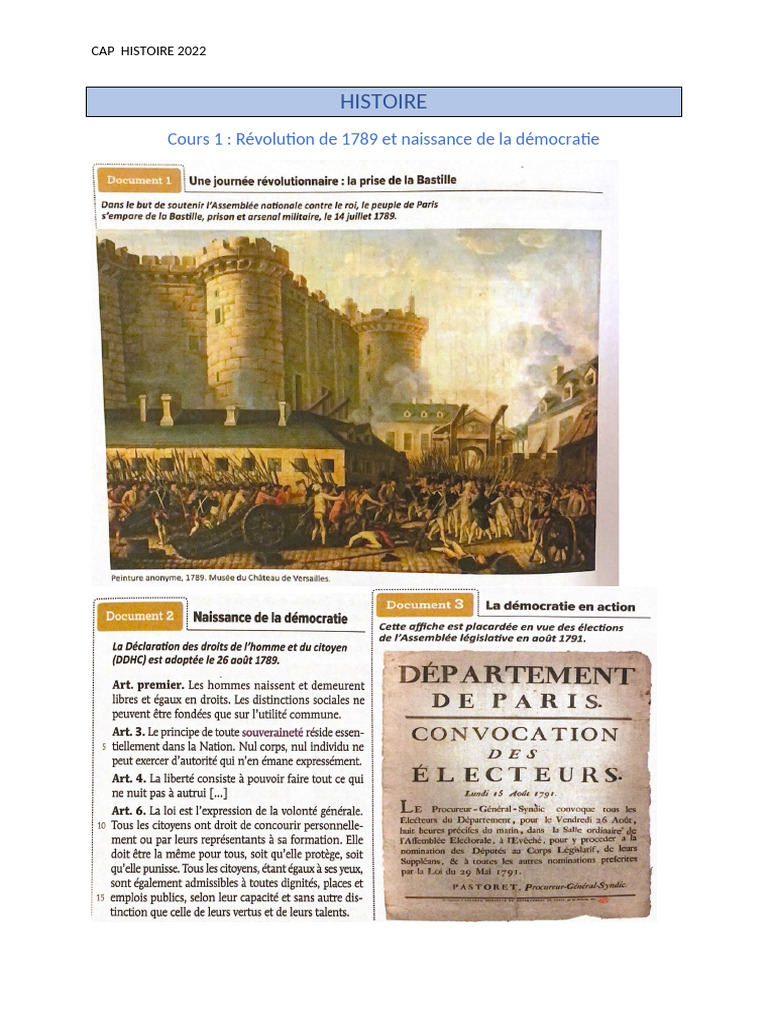 HISTOIRE Résumé Cours 1 Et Chronologie | PDF