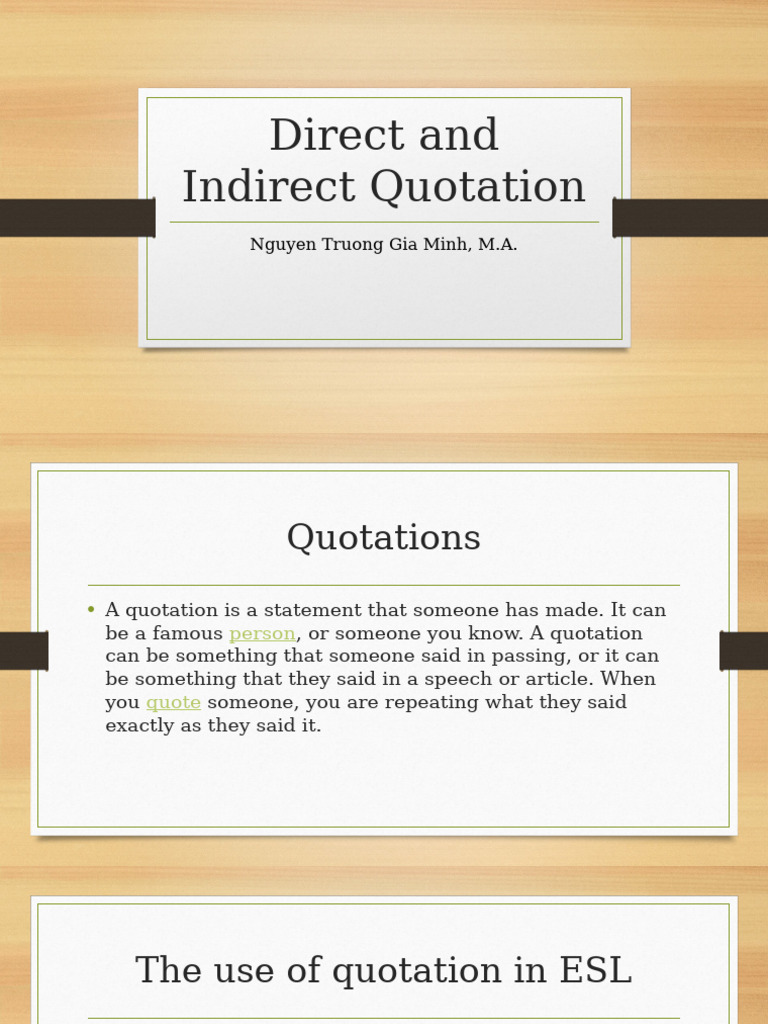 Direct and Indirect Quotation | PDF